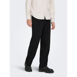 Only & Sons Schlupfhose ONLY & SONS "ONSWILL 0292 LOOSE STRING PANT FRML NOOS", Herren, Gr. L, N-Gr, jet schwarz, Web, Obermaterial: 75% Polyester, 21% Viskose, 4% Elasthan, unifarben, relaxed fit lang, Hosen Schlupfhose, Materialmix, relaxed fit