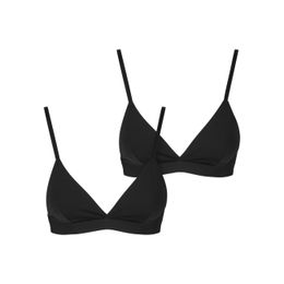 Sport-BH Urban Classics "Urban Classics Ladies Basic unpadded Bra 2-Pack", Damen, Gr. XS, Cup 0, schwarz, schwarz, 90% Nylon, 10% Elasthan, BHs Sport-BH