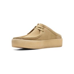 Hausschuh Clarks "Wallabee", Herren, Gr. 44, beige, Rindsleder, Schuhe Hausschuh, aus recyceltem Wildleder