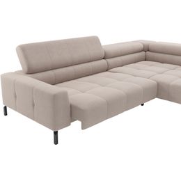 Ecksofa Home Affaire "Cleveland, L-Form, incl. Kopfteilverstellung, Breite 311 cm", taupe, B:311cm H:71cm T:219cm, 100% Polyester, Sofas, Ecksofa, wahlweise elektrischer Sitzvorzug