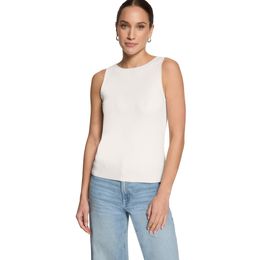 Stricktop Zero "Damen ohne Arm", Damen, Gr. 44, sanftes wei&szlig;, Obermaterial: 67% Viskose, 33% Polyamid, figurbetont normal, U-Boot-Ausschnitt, Tops Stricktop, mit Wellenkante