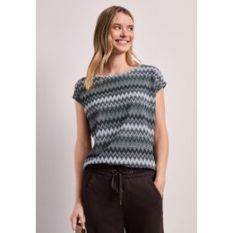 T-Shirt Street One, Damen, Gr. 34, deep bound gr&uuml;n, Stoff, 68% Polyester, 31% Viskose, 1% Metalfaser, Jacquardmuster, regular fit normal, abgesteppt, Shirts T-Shirt, aus softem Materialmix