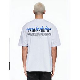 Oversize-Shirt Trueprodigy "Lior Logo Print Oversized Rundhals", Damen, Gr. L, grau (graumelange), Obermaterial: 50% Baumwolle CO. 50% Polyester PES., Rundhals, Shirts