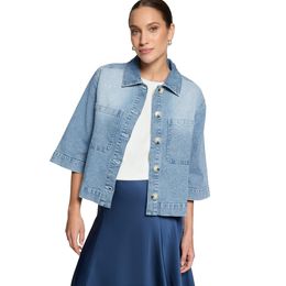 Jackenblazer Zero "Damen im Jeans-Look", Damen, Gr. 34, light blau denim, Denim/Jeans, Obermaterial: 94% Baumwolle, 5% Baumwolle (recycled), 1% Elasthan, used, l&auml;ssig geschnitten normal, Blazer, Material.