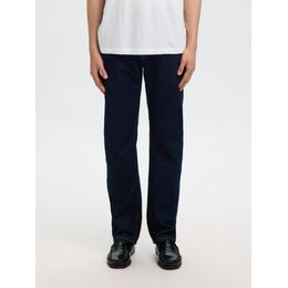 Straight-Jeans Selected "SLH196-STRAIGHT BEN KORI JEANS NOOS", Herren, Gr. 33, L&auml;nge 34, blau (dunkelblau denim detail:202), Denim/Jeans, Obermaterial: 99% Baumwolle, 1% Elasthan, unifarben, straight fit, Jeans Straight-Jeans