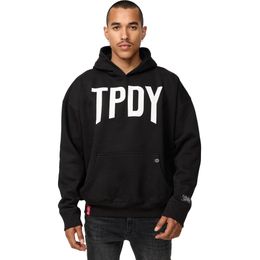 Hoodie Trueprodigy "Janne Logo Print Oversized Kapuze K&auml;ngurutasche", Herren, Gr. L, schwarz, Obermaterial: 70% Baumwolle CO. 30% Polyester PES., Sweatshirts Hoodie