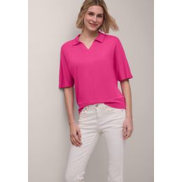 Poloshirt Street One, Damen, Gr. 34, magenta dream, Web, 50% Baumwolle, 50% Modal, unifarben, comfort fit normal, hoch geschlossener Ausschnitt, normaler Saum, Shirts, im soften Baumwoll-Mix