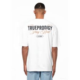 Oversize-Shirt Trueprodigy "Lou Logo Print Oversized Rundhals", Damen, Gr. L, wei&szlig;, Obermaterial: 100% Baumwolle CO., Rundhals, Shirts