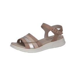 Riemchensandale Caprice "Caprice Sandalen Leder", Damen, Gr. 38, sand, Leder, Schuhe Riemchensandale