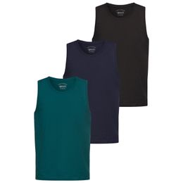 MAN'S WORLD Muscleshirt MAN'S WORLD, Herren, Gr. L (52/54), bunt (schwarz, blau, gr&uuml;n), Single Jersey, Obermaterial: 100% Baumwolle, unifarben, Basic, Basic schmal, Rundhals, Shirts, schmal geschnitten, Rundhalsausschnitt, aus 100% Baumwolle