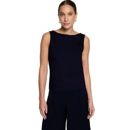 Stricktop Zero "Damen ohne Arm", Damen, Gr. 34, deep sky, Obermaterial: 67% Viskose, 33% Polyamid, figurbetont normal, U-Boot-Ausschnitt, Tops Stricktop, mit Wellenkante