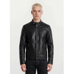 Lederjacke Trueprodigy "Jonas Diverse Rei&szlig;verschl&uuml;sse und Stehkragen mit Knopf", Herren, Gr. L, schwarz, Obermaterial: 100% Schafsleder sheepskin., slim fit, Jacken