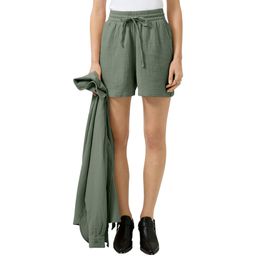Shorts QS, Damen, Gr. 36, N-Gr, olive, Web, Obermaterial: 100% Baumwolle, unifarben, loose fit kurz, Hosen Shorts, Musslin Sommer-Shirts mit elastischem Bund