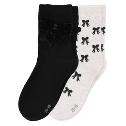 Topolino 2 Paar M&auml;dchen Socken mit Glitzerschleifen