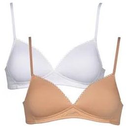 B&uuml;gelloser BH MY BASIC, Damen, Gr. 85, Cup C, wei&szlig; (wei&szlig;, powder), Obermaterial: 95% Baumwolle, 5% Elasthan, unifarben, Basic, Basic, BHs, flache Verarbeitung, wattiert, ohne B&uuml;gel, basic, Baumwollmix