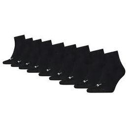 Kurzsocken Puma "Puma UNISEX QUARTER PLAIN 9P ECOM", Damen, Gr. 39-42, schwarz (9x schwarz), Baumwollmischung, bedruckt, unifarben, elastisch, Socken, Atmungsaktiv, feuchtigkeitsregulierend, Rippenb&uuml;ndchen, Topseller