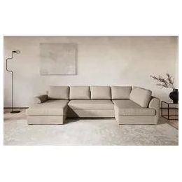 Wohnlandschaft COTTA "Drift U-Form Ottomane, Breite 327 cm", nature, B:327cm H:86cm T:187cm, 96% POLYESTER (PES) 4% POLYAMID(PA), Sofas, Wohnlandschaft, optional auch mit Schlaffunktion, Wellenunterfederung