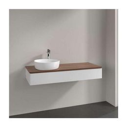 Villeroy & Boch Villeroy und Boch Antao Waschtisch-Unterschrank L11052GF mit Beleuchtung, 1 Auszug, 1200 x 190 x 500 mm, Front ohne Struktur, Glossy White Lacquer / Warm Walnut