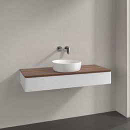 Villeroy & Boch Villeroy und Boch Antao Waschtisch-Unterschrank K10112GF 120x19x50cm, Waschbeckenplattenfarbe warm walnut, glossy white lacquer