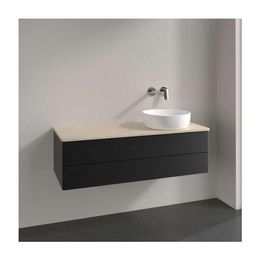 Villeroy & Boch Villeroy und Boch Antao Waschtisch-Unterschrank L23153PD mit Beleuchtung, 2 Ausz&uuml;ge, 1200 x 360 x 500 mm, Front mit Struktur, Black Matt Lacquer / Botticino