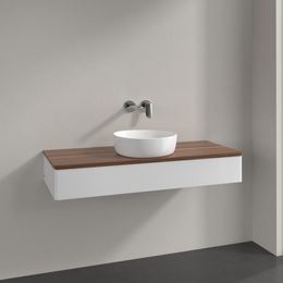 Villeroy & Boch Villeroy und Boch Antao Waschtisch-Unterschrank K10012GF 120x19x50cm, Waschbeckenplattenfarbe warm walnut, glossy white lacquer