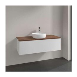 Villeroy & Boch Villeroy und Boch Antao Waschtisch-Unterschrank L32012GF mit Beleuchtung, 1 Auszug, 1200 x 360 x 500 mm, Front ohne Struktur, Glossy White Lacquer / Warm Walnut