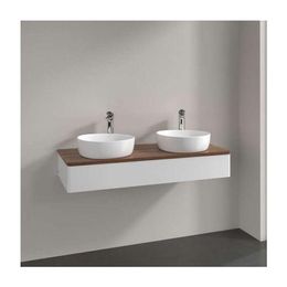 Villeroy & Boch Villeroy und Boch Antao Waschtisch-Unterschrank L13052GF mit Beleuchtung, 1 Auszug, 1200 x 190 x 500 mm, Front ohne Struktur, Glossy White Lacquer / Warm Walnut