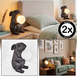 hofstein Hasenlampe Jerok Tischleuchte 2-er Set Schwarz, 1-flammig