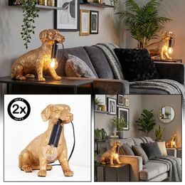 hofstein Hunde Lampe Jomil Tischleuchte 2-er Set Gold, Schwarz, 1-flammig