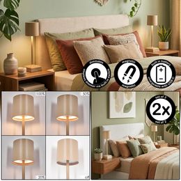 hofstein Kaval Tischleuchte 2-er Set LED Sandfarben, 1-flammig