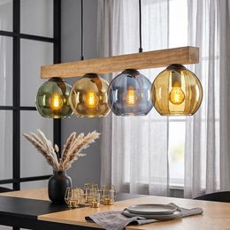 hofstein Koyoto H&auml;ngeleuchte Glas 15 cm Naturfarben, Schwarz, 4-flammig