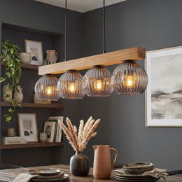 hofstein Ripoll H&auml;ngeleuchte Glas 15 cm Naturfarben, Schwarz, 4-flammig
