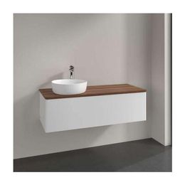 Villeroy & Boch Villeroy und Boch Antao Waschtisch-Unterschrank L33012GF mit Beleuchtung, 1 Auszug, 1200 x 360 x 500 mm, Front ohne Struktur, Glossy White Lacquer / Warm Walnut