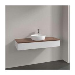 Villeroy & Boch Villeroy und Boch Antao Waschtisch-Unterschrank L10152GF mit Beleuchtung, 1 Auszug, 1200 x 190 x 500 mm, Front mit Struktur, Glossy White Lacquer / Warm Walnut