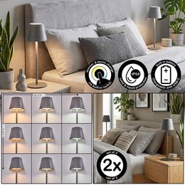 hofstein Salgadinho Tischleuchte 2-er Set LED Grau, 1-flammig