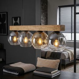 hofstein Koyoto H&auml;ngeleuchte Glas 15 cm Naturfarben, Schwarz, 4-flammig