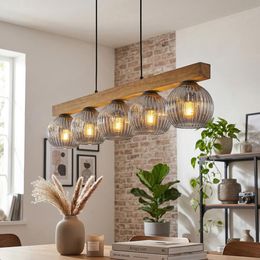 hofstein Ripoll H&auml;ngeleuchte Glas 15 cm Naturfarben, Schwarz, 5-flammig