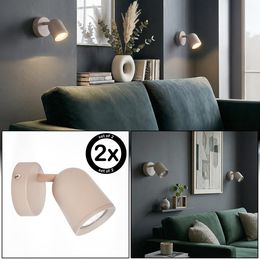 hofstein Lemak Wandleuchte 2-er Set LED Sandfarben, 1-flammig