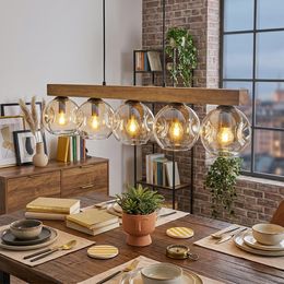 hofstein Ripoll H&auml;ngeleuchte Glas 15 cm Naturfarben, Schwarz, 5-flammig