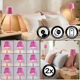 hofstein Salgadinho Tischleuchte 2-er Set LED Pink, 1-flammig