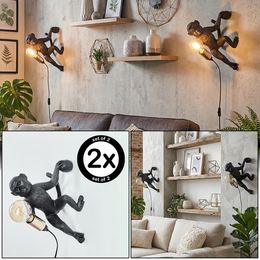hofstein Affenlampe Leonix Wandleuchte 2-er Set Gold, Schwarz, 1-flammig