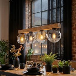 hofstein Gastor H&auml;ngeleuchte Glas 15 cm Naturfarben, Schwarz, 4-flammig
