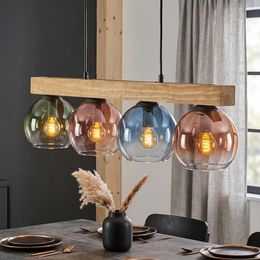 hofstein Koyoto H&auml;ngeleuchte Glas 15 cm Naturfarben, Schwarz, 4-flammig