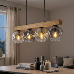 hofstein Ripoll H&auml;ngeleuchte Glas 15 cm Naturfarben, Schwarz, 4-flammig