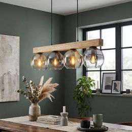 hofstein Koyoto H&auml;ngeleuchte Glas 15 cm Naturfarben, Schwarz, 4-flammig