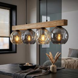 hofstein Ripoll H&auml;ngeleuchte Glas 15 cm Naturfarben, Schwarz, 4-flammig