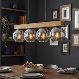 hofstein Ripoll H&auml;ngeleuchte Glas 15 cm Naturfarben, Schwarz, 4-flammig