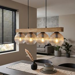 hofstein Koyoto H&auml;ngeleuchte Glas 15 cm Naturfarben, Schwarz, 4-flammig
