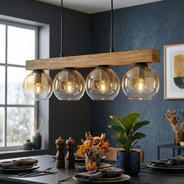 hofstein Koyoto H&auml;ngeleuchte Glas 15 cm Naturfarben, Schwarz, 4-flammig