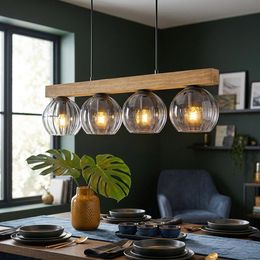 hofstein Koyoto H&auml;ngeleuchte Glas 15 cm Naturfarben, Schwarz, 4-flammig
